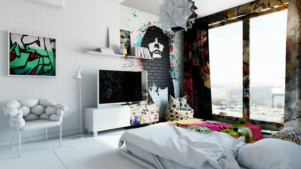 Graffiti room, Interior design, Design